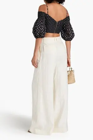Zimmermann Belted Pleated Wide-leg Linen Pants - Ivory