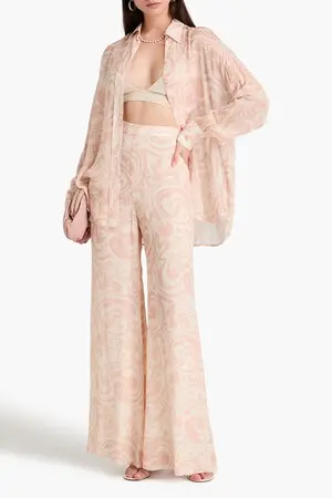 Zimmermann Printed Chiffon Flared Pants