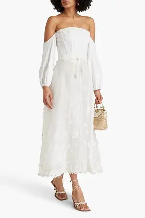 Zimmermann Linen And Silk-blend Midi Skirt