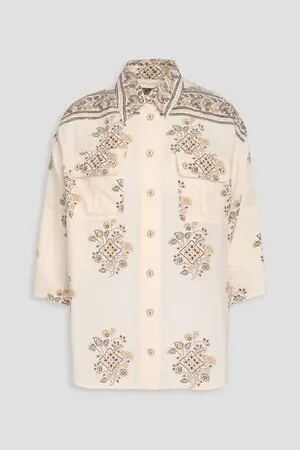Zimmermann Printed Crepe De Chine Shirt - Cream