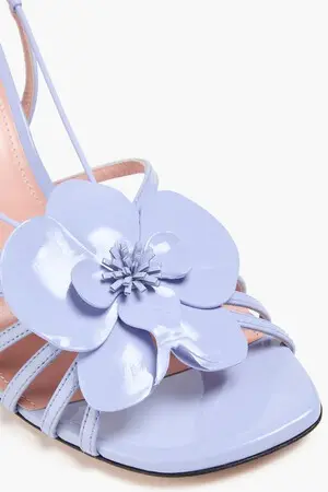 Zimmermann Floral-appliquéd Patent-leather Wedge Sandals
