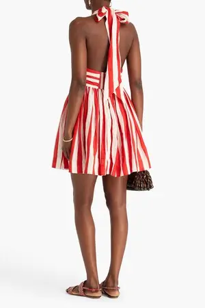 Zimmermann Striped Linen Halterneck Mini Dress
