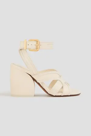 Zimmermann Embellished Leather Block Heel Sandals - Ivory