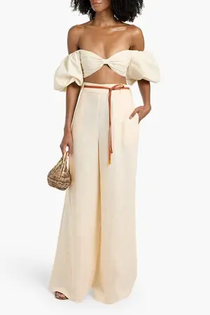 Zimmermann Belted Linen Wide-leg Pants