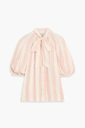 Zimmermann Pussybow Striped Gauze Blouse - Pastel Pink