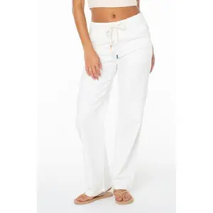Roxy Twill Wide-leg Pants - Cloud Dancer