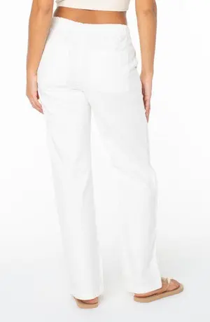 Roxy Twill Wide-leg Pants - Cloud Dancer