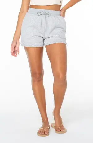 Roxy New Wave Cotton Blend Drawstring Shorts - Heather Grey