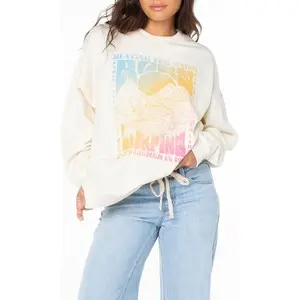 Roxy Line Up Oversize Graphic Sweatshirt - Cloud Dancer