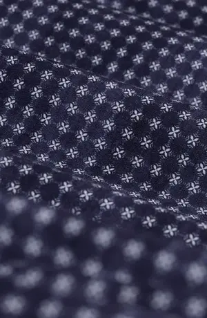 Bugatchi Axel Shaped Fit Geo Floral Stretch Cotton Button-up Shirt - Navy