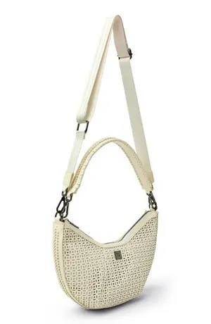 THINK ROYLN Leather Shoulder Bag - Cream Perforated Leather