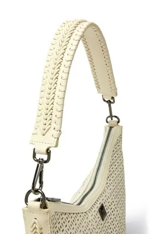 THINK ROYLN Leather Shoulder Bag - Cream Perforated Leather