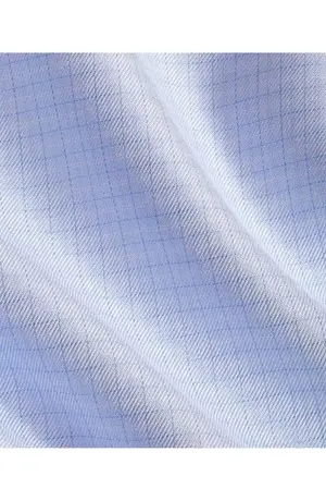 David Donahue Trim Fit Check Cotton & Silk Twill Dress Shirt - Sky