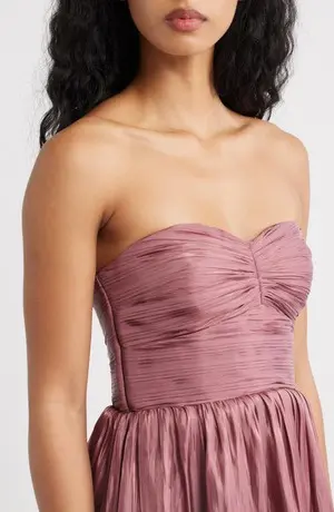 Lulus Bella Tiered Strapless Gown - Dark Rose