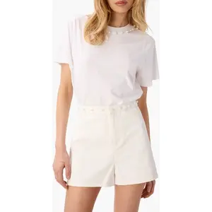 Cami Nyc Mattea Faux Pearl Trim Pima Cotton T-shirt - White