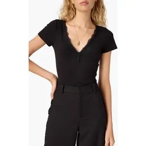 Cami Nyc Sana Lace Trim Rib T-shirt - Black