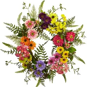 NEARLY NATURAL Mixed Flower Wreath - Multicolor