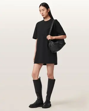ALLSAINTS Fuse Appliqué Cotton T-shirt Dress - Black