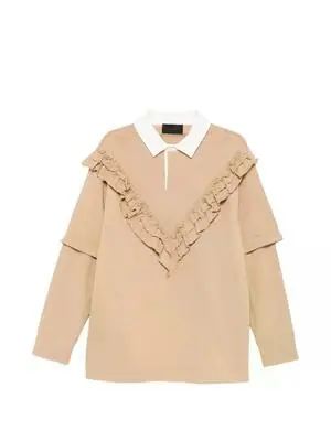 Simone Rocha Ruffled-detail Polo Shirt - Neutrals