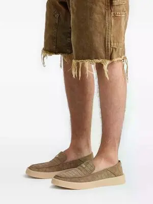 HIDE&JACK Croc-effect Loafers - Neutrals