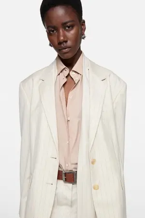 Acne Studios Pinstripe Blazer With Scarf