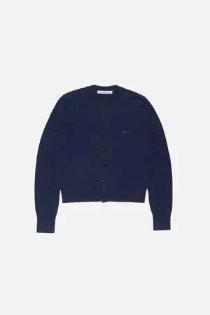 Acne Studios Fitted Cardigan In Yak Wool Blend - Navy Melange