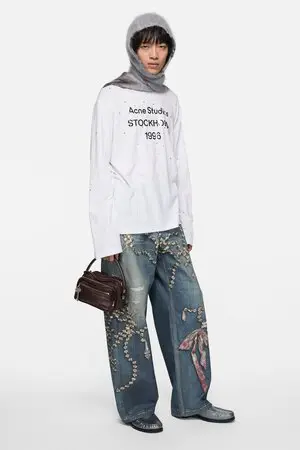 Acne Studios Rhinestone Logo T-shirt - Optic White