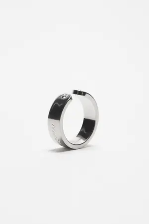 Acne Studios Logo Cuff Ring - Semi Matt Silver
