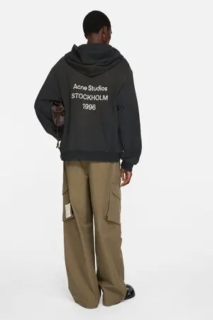 Acne Studios Fleece Logo Hoodie - Black