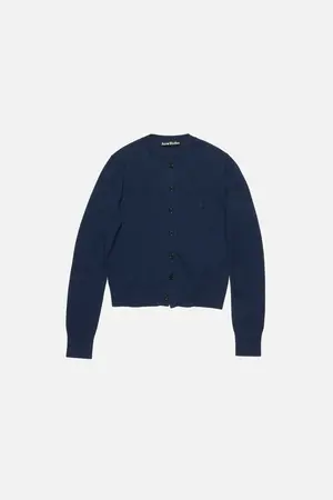 Acne Studios Fitted Cardigan In Yak Wool Blend - Navy Melange