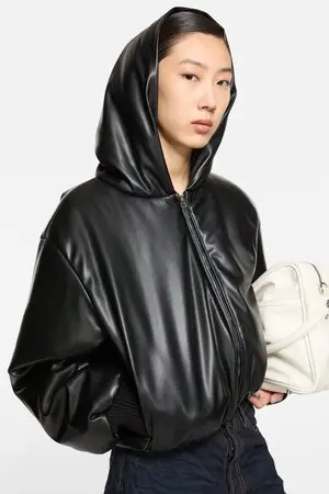 Acne Studios Faux Leather Jacket With Hood