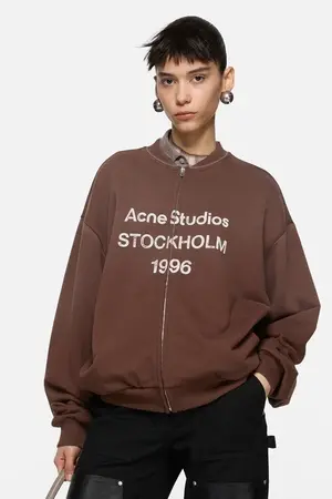 Acne Studios Washed Zip-up Cardigan - Chocolate Brown