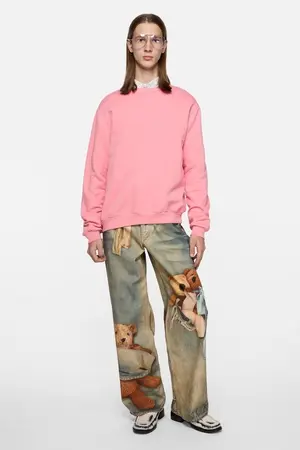 Acne Studios Fleece Face Logo Sweatshirt - Tango Pink
