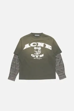 Acne Studios Layered Logo T-shirt - Vintage Green