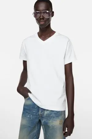Acne Studios Satin Label V-neck T-shirt