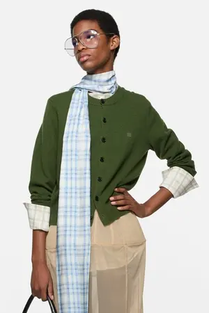 Acne Studios Fitted Yak Wool Cardigan - Bottle Green