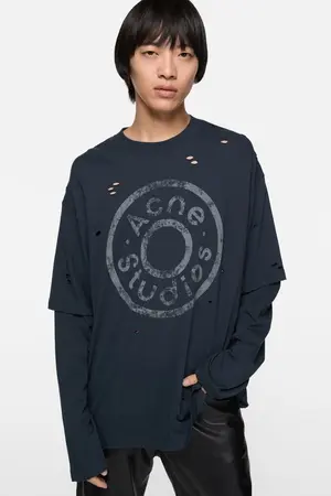 Acne Studios Layered Logo T-shirt - Dark Navy