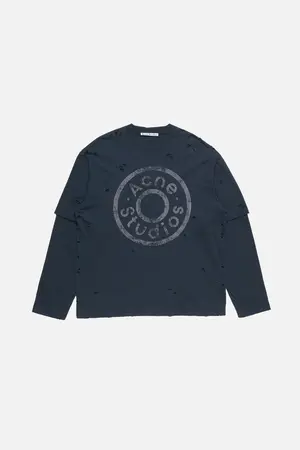 Acne Studios Layered Logo T-shirt - Dark Navy