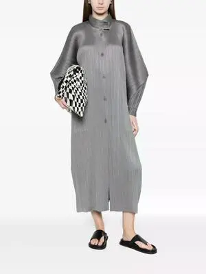 Issey Miyake Skyline Buttoned Pleated Coat