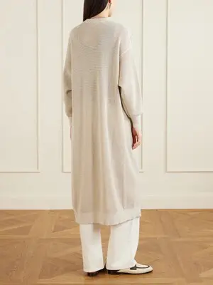 Brunello Cucinelli Metallic Open-knit Cotton-blend Cardigan