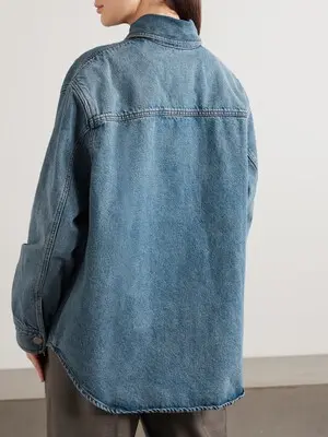 AMI Paris De Caur Appliquéd Denim Shirt - Blue
