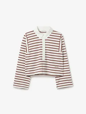 HOUSE OF DAGMAR Striped Rugby Top - White Mahogny Red