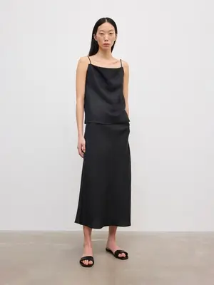 HOUSE OF DAGMAR Waterfall Linen Blend Top - Black