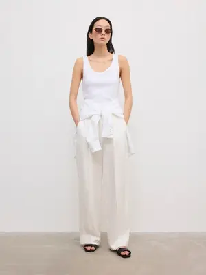 HOUSE OF DAGMAR Relaxed Linen Trousers - White