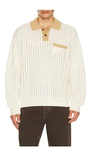 Obey Jasper Polo Sweater In Cream - Unbleached Multi