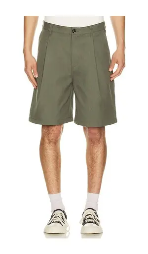 Obey Dean Pleated Short In Green - Tea Leaf