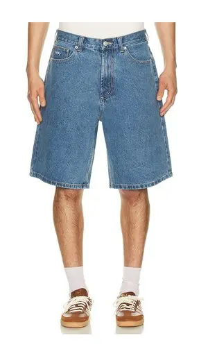 Obey Bigwig Baggy Denim Short In Blue - Light Indigo