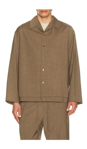 LE17SEPTEMBRE Double Layered Open Collar Shirt In Taupe - Brown