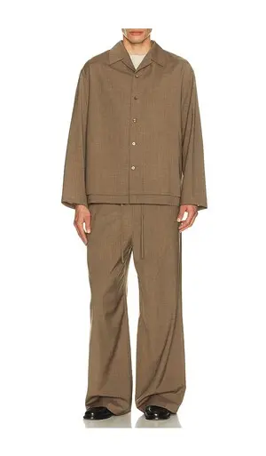 LE17SEPTEMBRE Double Layered Open Collar Shirt In Taupe
