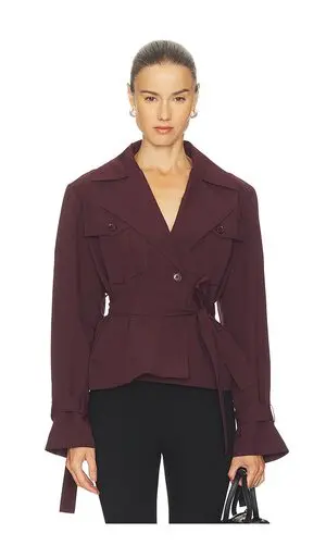 LAMARQUE Quinn Cropped Trench Coat - Burgundy